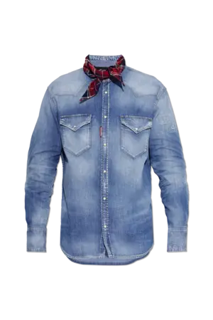 Dsquared2 Distressed Denim Shirt - Blue