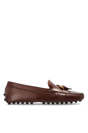 TOD'S Leather Loafers With Gold Padlock Detail
