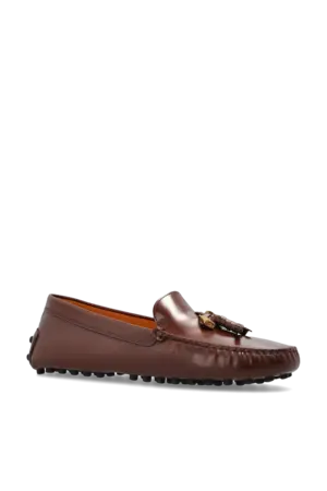 TOD'S Leather Loafers With Gold Padlock Detail