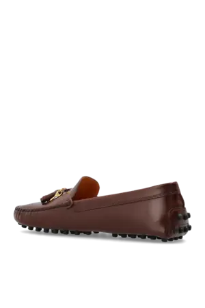 TOD'S Leather Loafers With Gold Padlock Detail