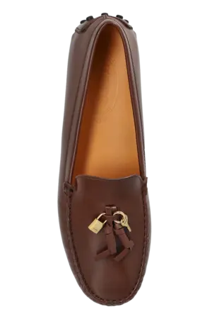 TOD'S Leather Loafers With Gold Padlock Detail