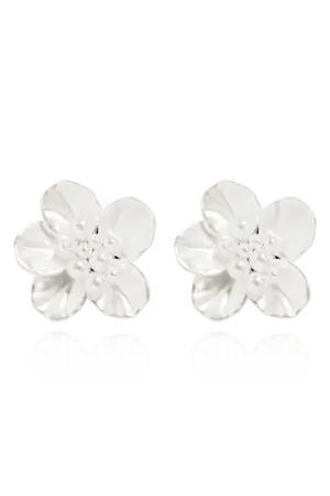 SELF-PORTRAIT Earrings With A Pearly Flower - White