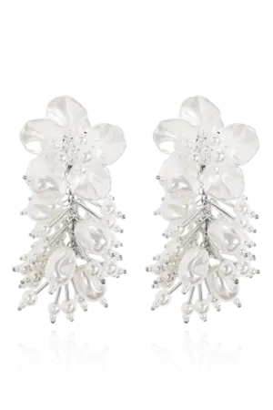 SELF-PORTRAIT Earrings With A Pearly Flower And Beads