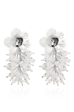 SELF-PORTRAIT Earrings With A Pearly Flower And Beads