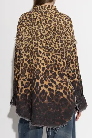 R13 Oversized Cotton Shirt With Animal Print - Brown