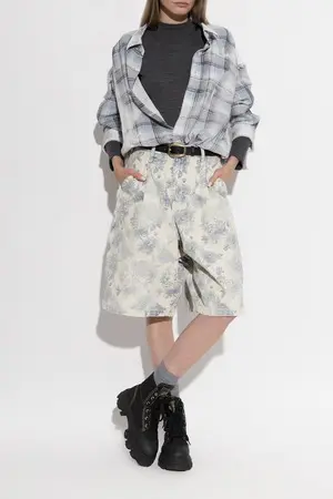 R13 Cotton Checked Shirt With Distressed Accents