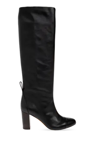ODISSI Leather Heeled Boots - Black