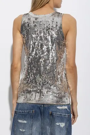 Dsquared2 Wool Top With Shimmering Sequins