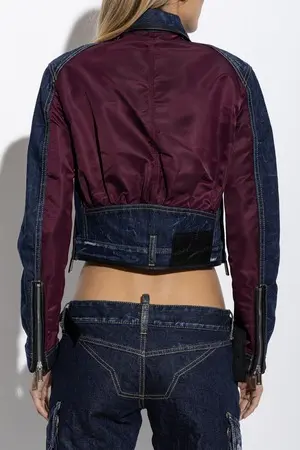 Dsquared2 Cropped Denim Jacket With Contrasting Panels