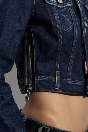Dsquared2 Cropped Denim Jacket With Contrasting Panels