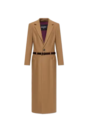 Dsquared2 Coat With Leather Belt - Brown