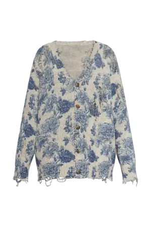 R13 Linen Floral Motif Cardigan