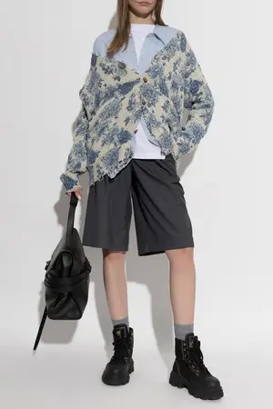 R13 Linen Floral Motif Cardigan