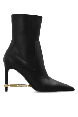 Dsquared2 Leather Ankle Boots With Applique - Black