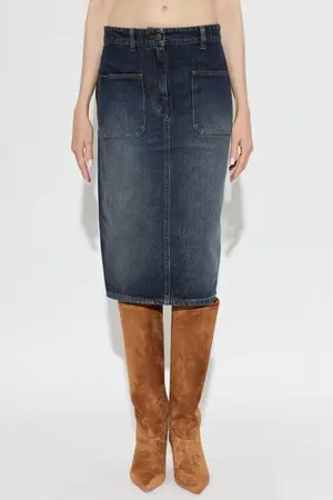 COURREGES Denim Skirt With Patch Pockets - Navy Blue