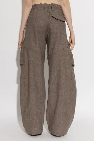 R13 Wool Cargo Trousers With Check Pattern