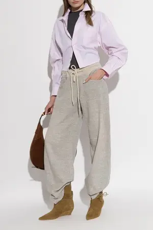R13 Wide Leg Sweatpants With Raw Edge Hem