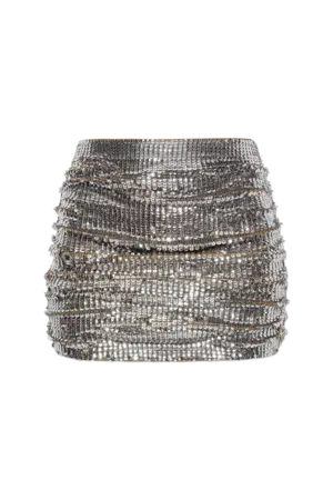 Dsquared2 Wool Skirt With Shimmering Sequins - Silver