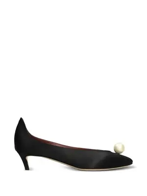 Magda Butrym Shoes Kitten Heel "kitten" Heel With Pearl Satin - Black