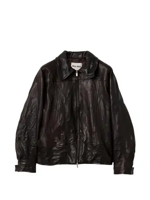 Miu Miu Leather Blouson - Brown