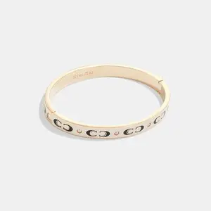 COACH OUTLET Signature Enamel Hinged Bangle - Gold/white