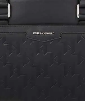Karl Lagerfeld Monogram Embossed Leather Briefcase