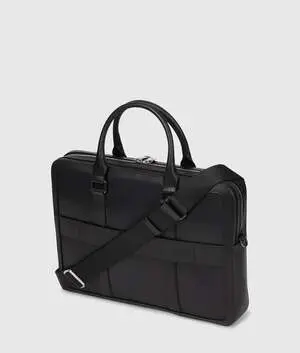 Karl Lagerfeld Monogram Embossed Leather Briefcase