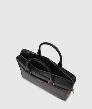 Karl Lagerfeld Monogram Embossed Leather Briefcase