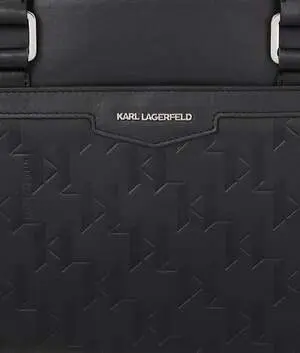 Karl Lagerfeld Monogram Embossed Leather Briefcase