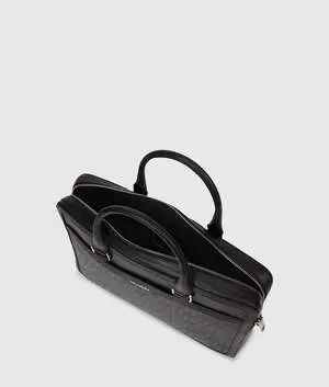 Karl Lagerfeld Monogram Embossed Leather Briefcase