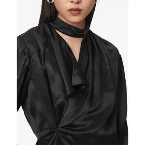 ALLSAINTS Zellie High-neck Silk-blend Top