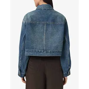 ALLSAINTS Cropped Denim Jacket With Classic Collar