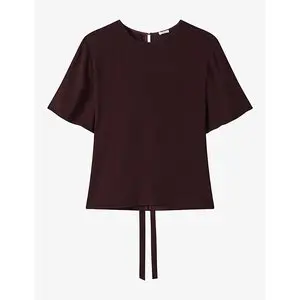 JOSEPH Atheris Tie-waist Crepe Top - Mahogany