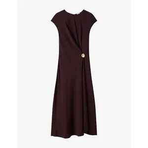 JOSEPH Taipan Draped-waist Crepe Maxi Dress - Mahogany