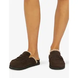 DUNE Goldy Suede Loafers - Brown Suede