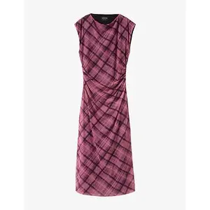Whistles Twist-check Stretch-mesh Midi Dress