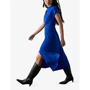 Whistles Ruched Midi Dress - Blue