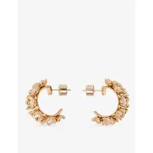 Maje Floral Faux-pearl Brass Hoop Earrings - Gold