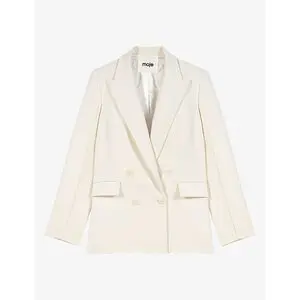 Maje Tailored Double-breasted Wool-blend Blazer - Ecru