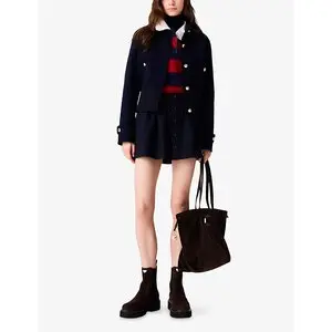 Maje Button-embellished Double-faced Wool-blend Jacket
