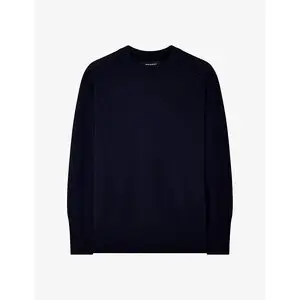 Whistles Crewneck Seam-detail Cashmere Jumper - Navy