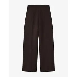 Whistles Wide-leg Mid-rise Stretch-woven Trousers - Brown