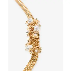 Maje Pearl-embellished Wide-chain Brass Necklace