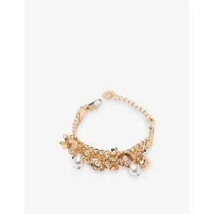 Maje Floral Faux-pearl Brass Chain Bracelet - Gold