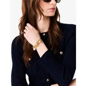 Maje Floral Faux Pearl Brass Chain Bracelet - Gold