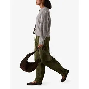 Whistles Puff-sleeved Round-neck Wool-blend Cardigan