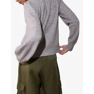Whistles Puff-sleeved Round-neck Wool-blend Cardigan