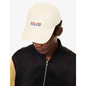 NOT BORING It's Ok' Slogan-embroidered Cotton Cap