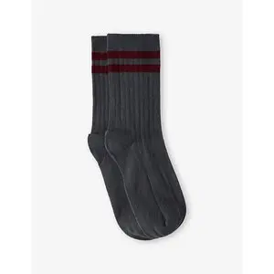 Whistles Striped Ribbed Cotton-blend Socks - Grey/multi