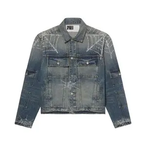 SP5DER Rhinestone Web Denim Jacket 'indigo